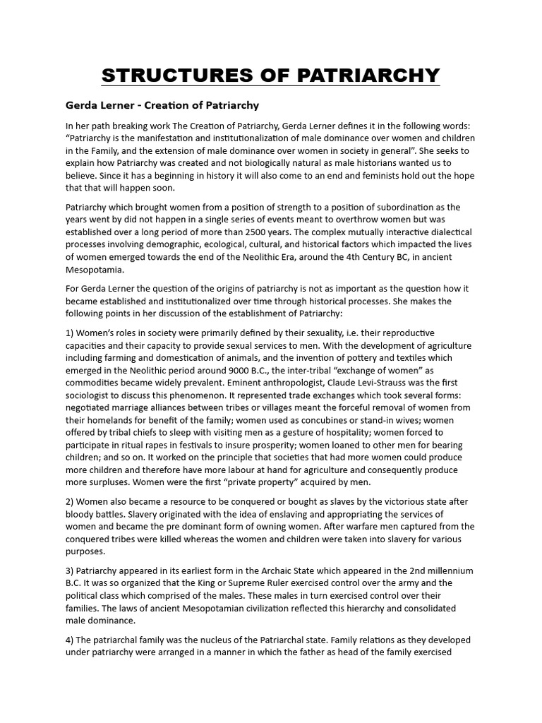 Structures of Patriarchy | PDF | Patriarchy