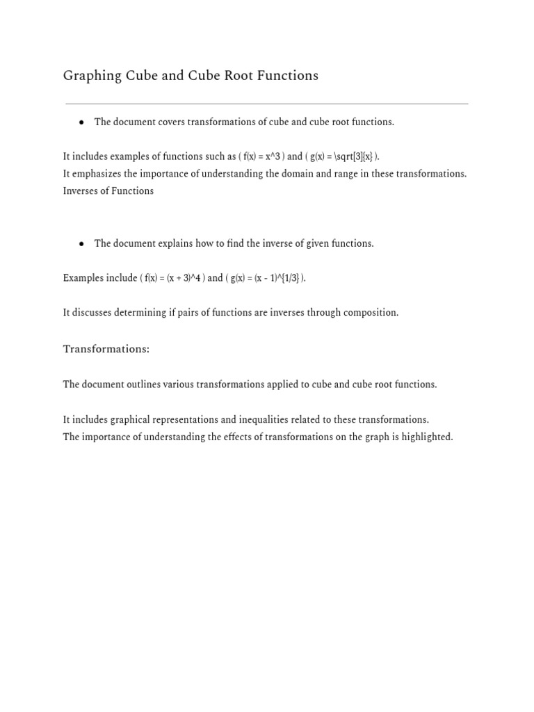 Algebra II (Cubic Functions AI Notes) | PDF