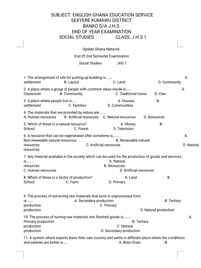 Update Ghana Social Stds JHS1 | PDF | Agriculture | Natural Environment