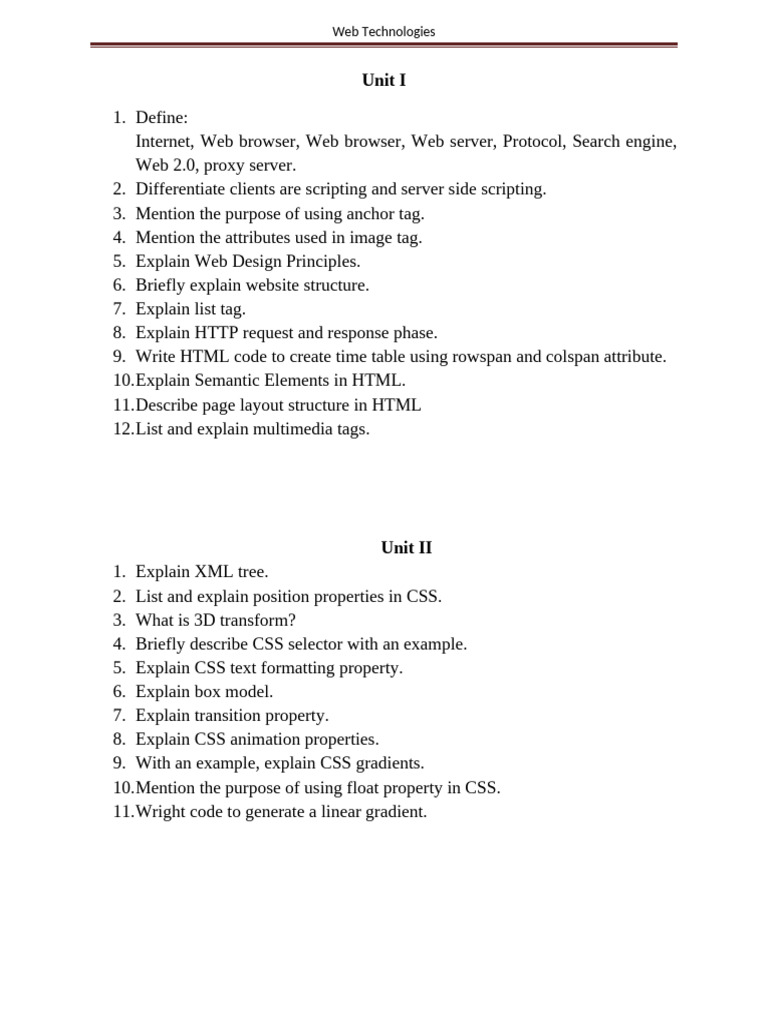 Comprehensive Guide to Web Technologies | PDF