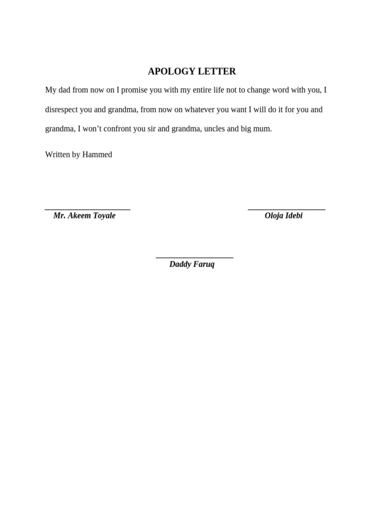 Apology Letter | PDF