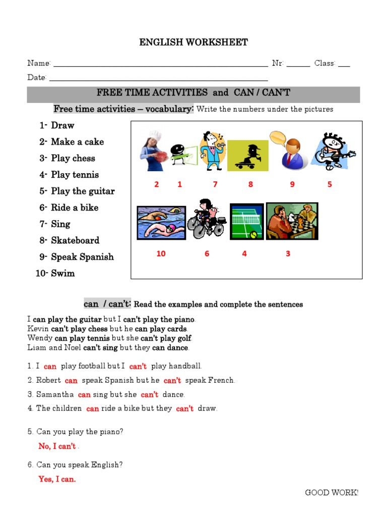Free Time Activities Worksheet | PDF | Home & Garden | Art
