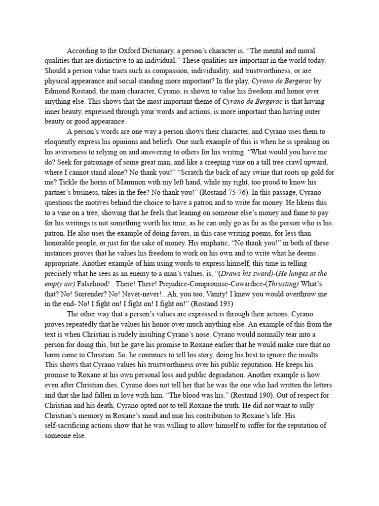 J Bigler - Literary Analysis - Cyrano de Bergerac | PDF