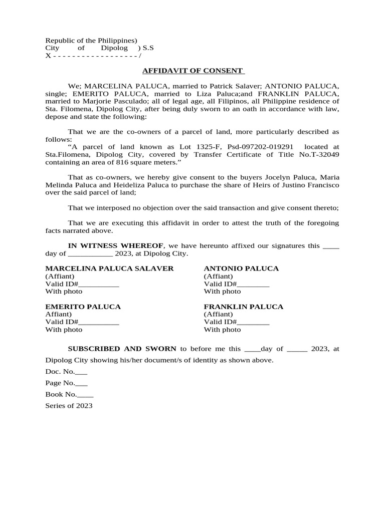 Affidavit of Consent | PDF