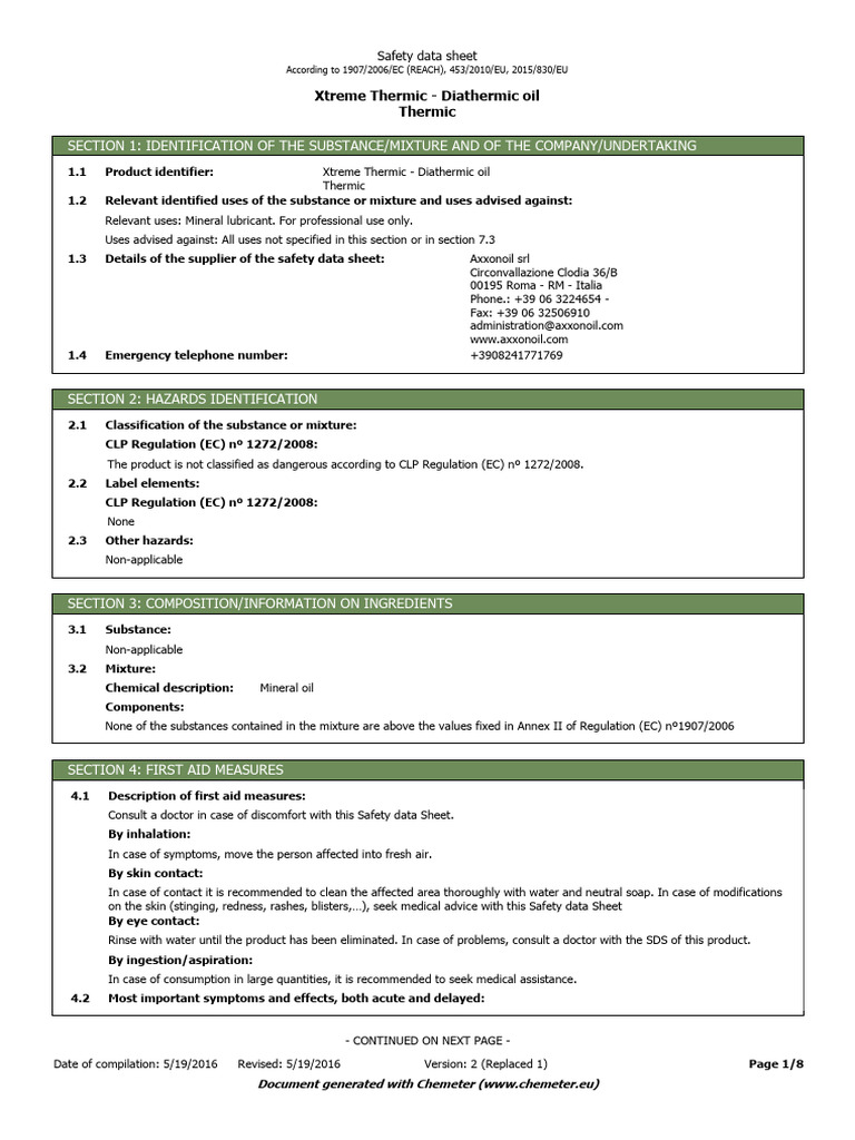 Diathermic Oil Safety Overview | PDF | Toxicity | Waste Management