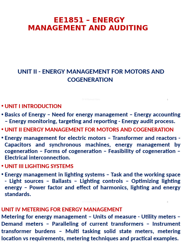 Energy Management UNIT II | PDF | Electric Motor | Efficient Energy Use