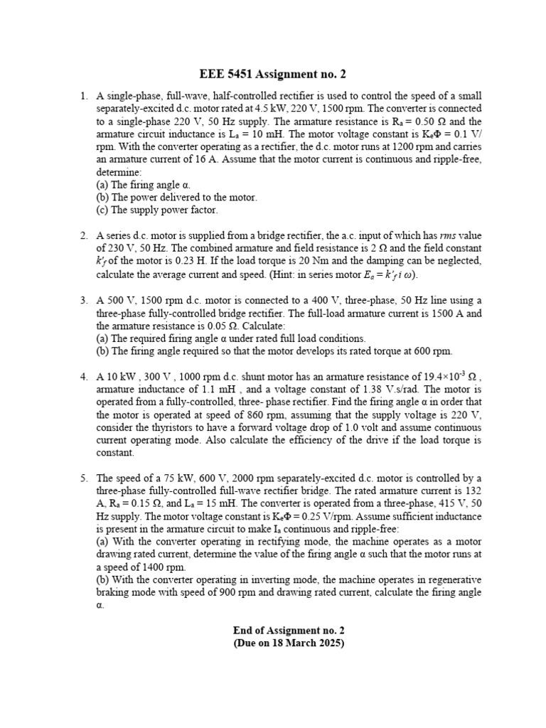 EEE 5451 Assignment No. 2 | PDF | Rectifier | Power Engineering