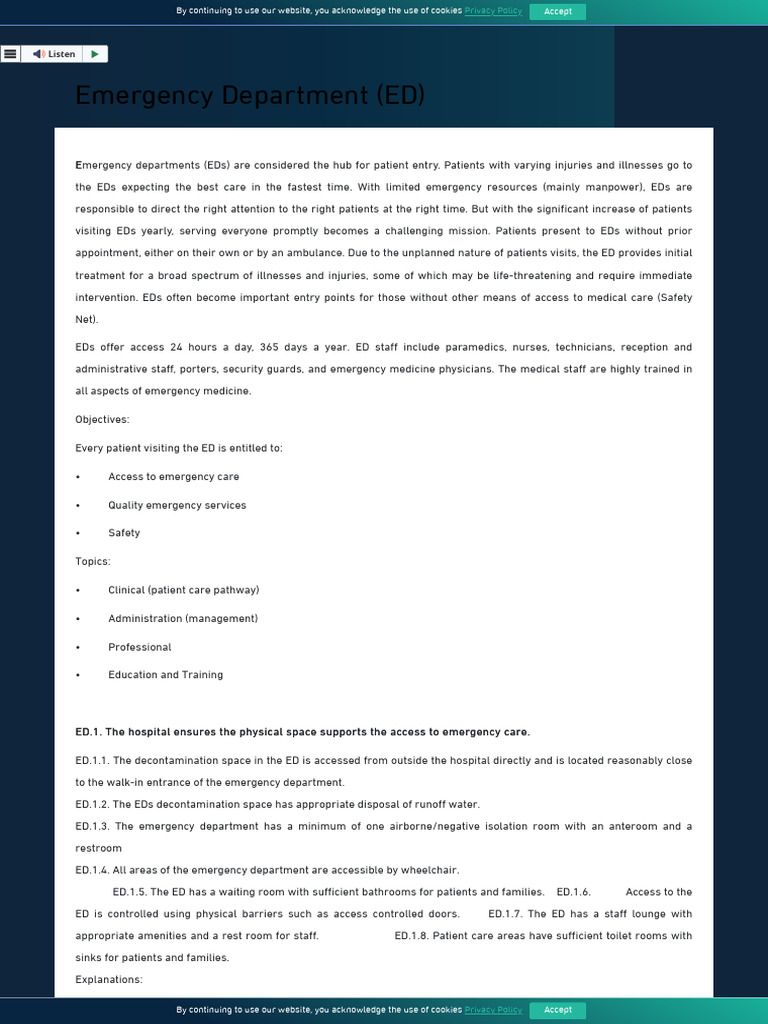 Emergency Department Access and Care Standards | PDF | Emergency ...