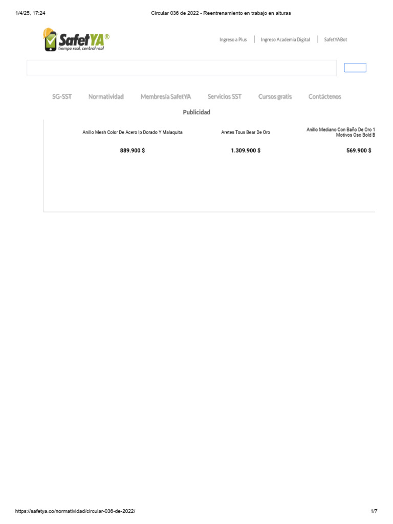 Circular 036 de 2022 - Reentrenamiento en Trabajo en Alturas | PDF | Derecho laboral | Labor