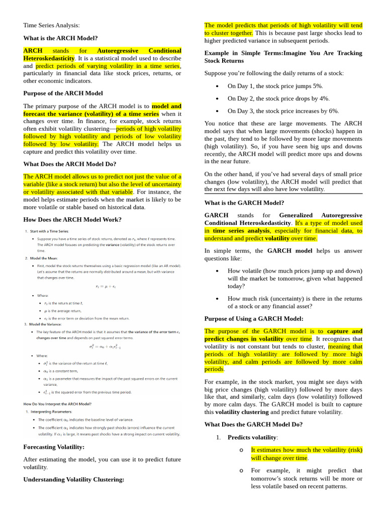 ARCH and GARCH MODEL | PDF | Volatility (Finance) | Time Series