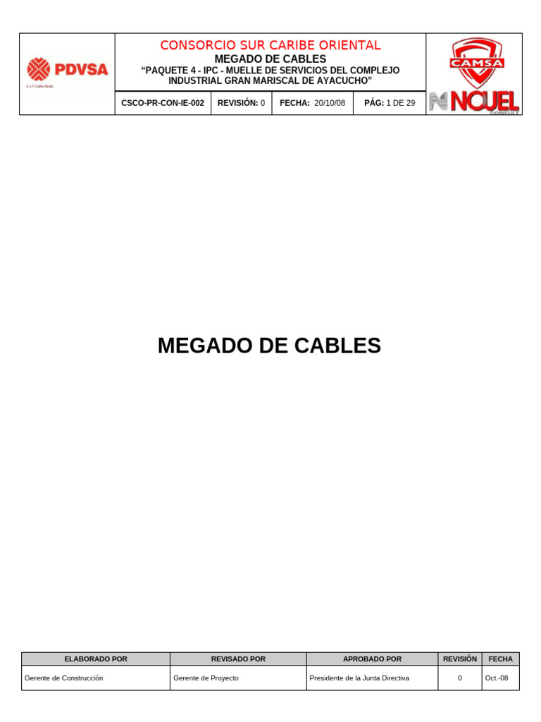 666076737 Csco Pr Con Ie 002 Megado de Cables Procedimientos | PDF | Residuos | Gestión de residuos