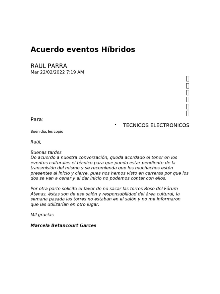Acuerdo Eventos Híbridos | PDF