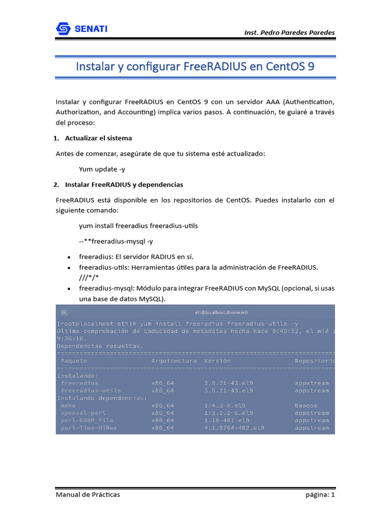 2 .-Instalar y configurar FreeRADIUS en CentOS 9 | PDF | Autenticación | Cortafuegos (informática)