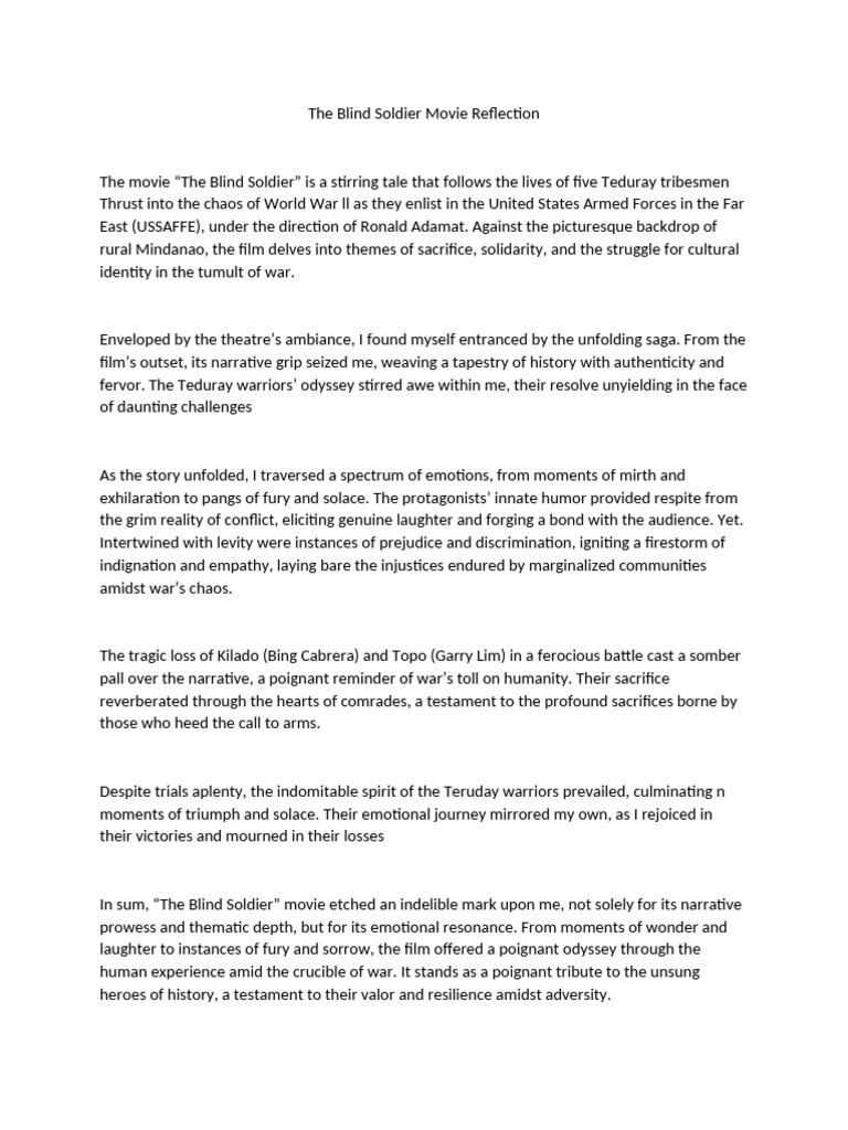 The Blind Soldier Movie Reflection | PDF