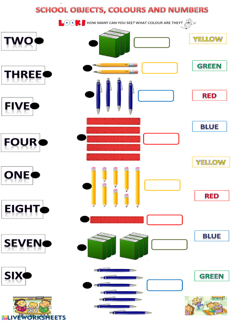 Classroom Objects, Numbers and Colors For Kids | PDF