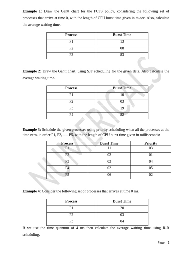 Numercals On Non Preemptive CPU Scheduling Algorithm | PDF | Scheduling (Computing) | Operating ...