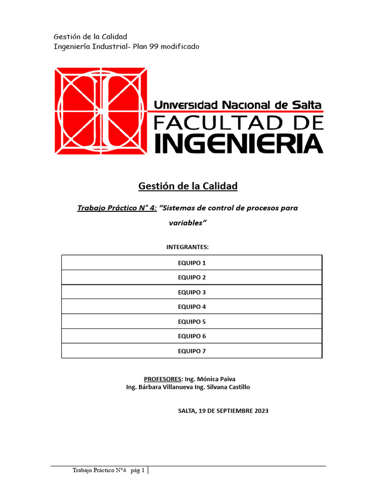 TP4-2023 Con Distribución de Tareas - Docx Corregido | PDF | Ingeniería | Gestión de la calidad