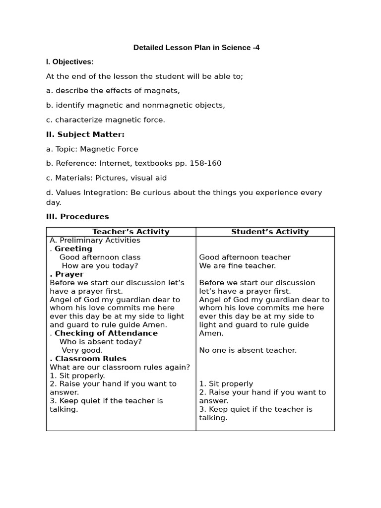 Magnetic Force Lesson Plan | PDF | Magnet | Magnetism