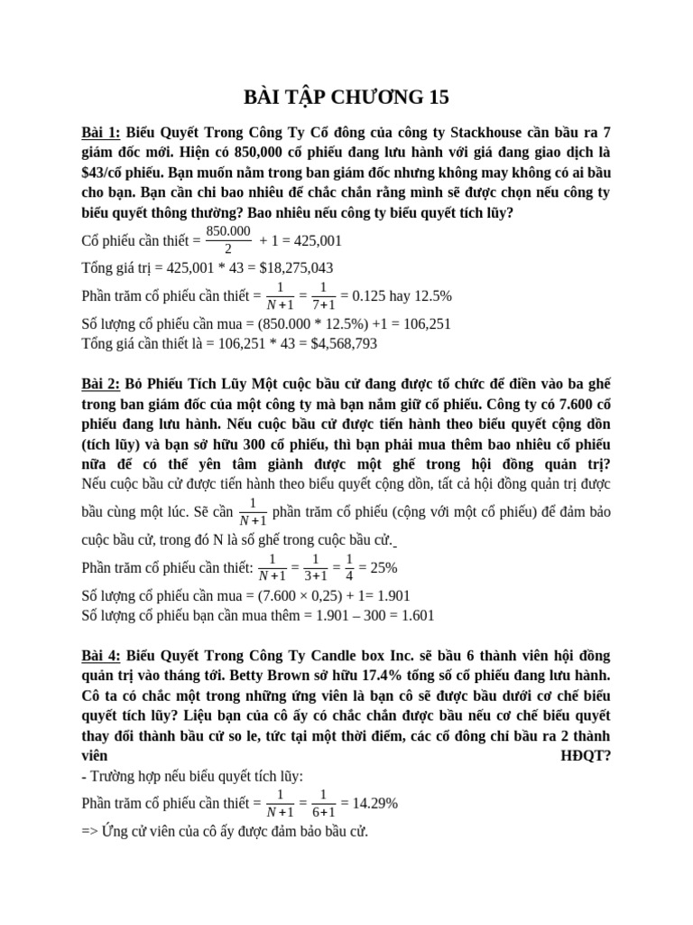 Nhóm 1 - BT Chương 15 - TCDN | PDF