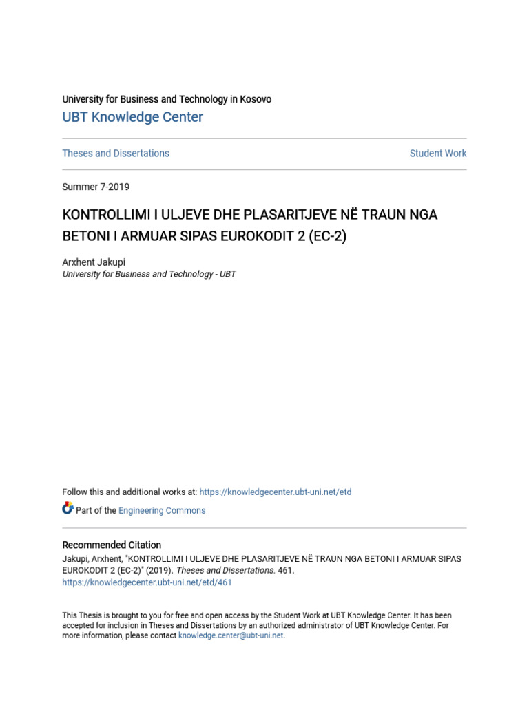Kontrollimi I Uljeve Dhe Plasaritjeve Në Traun Nga Betoni I Armua | PDF