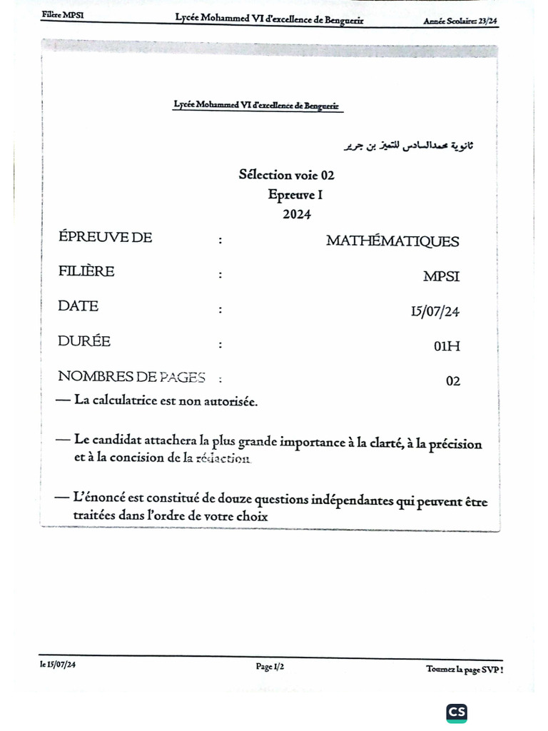 Concours Lydex | PDF