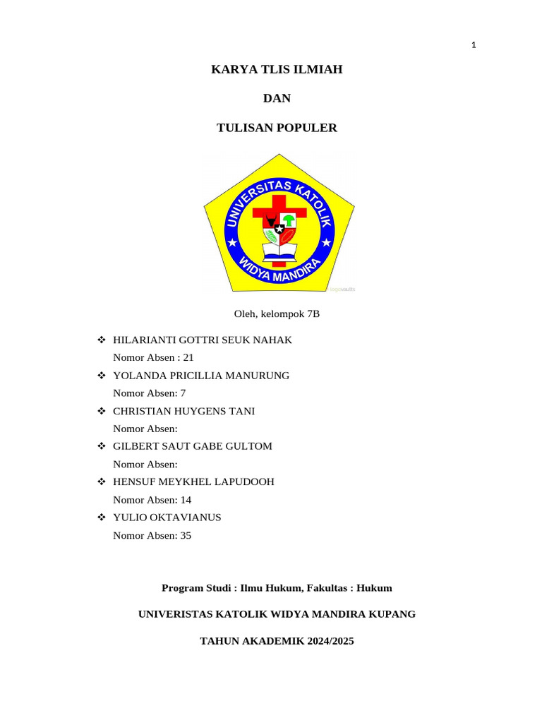 Karya Tulis Ilmiah dan Tulisan Populer | PDF