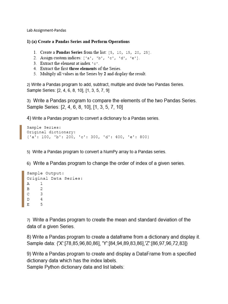 Pandas Lab Assignment Work-2 | PDF | Software Engineering | Computer Programming