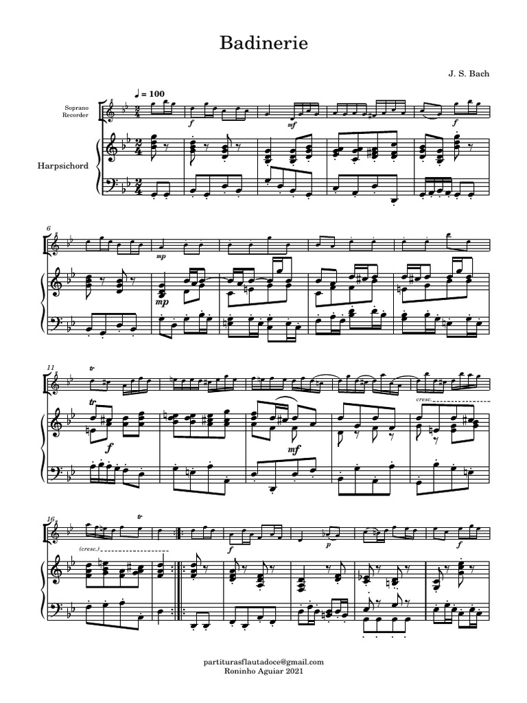 Badinerie BB | PDF | Baroque Music | Classical Music