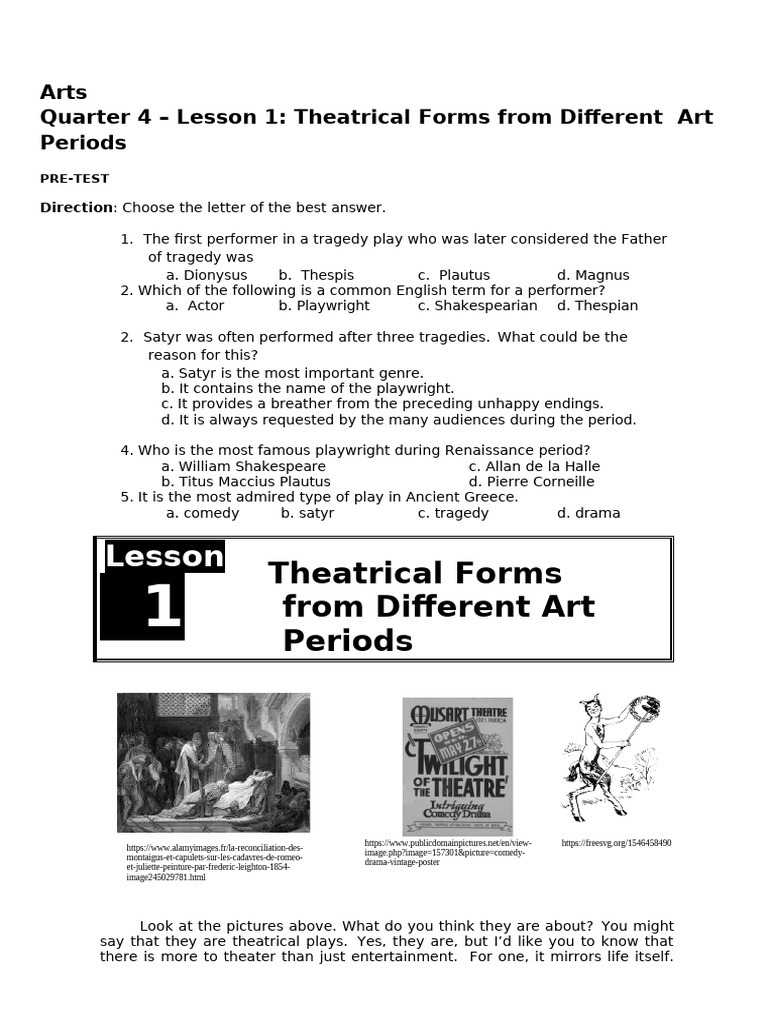 Arts9 Q4 Lesson 1 | PDF | Theatre | Tragedy