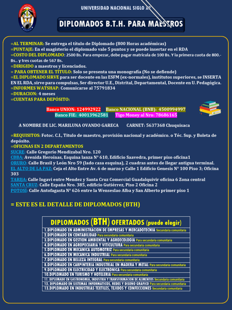 Todos Los Diplomados en B.T.H. | PDF