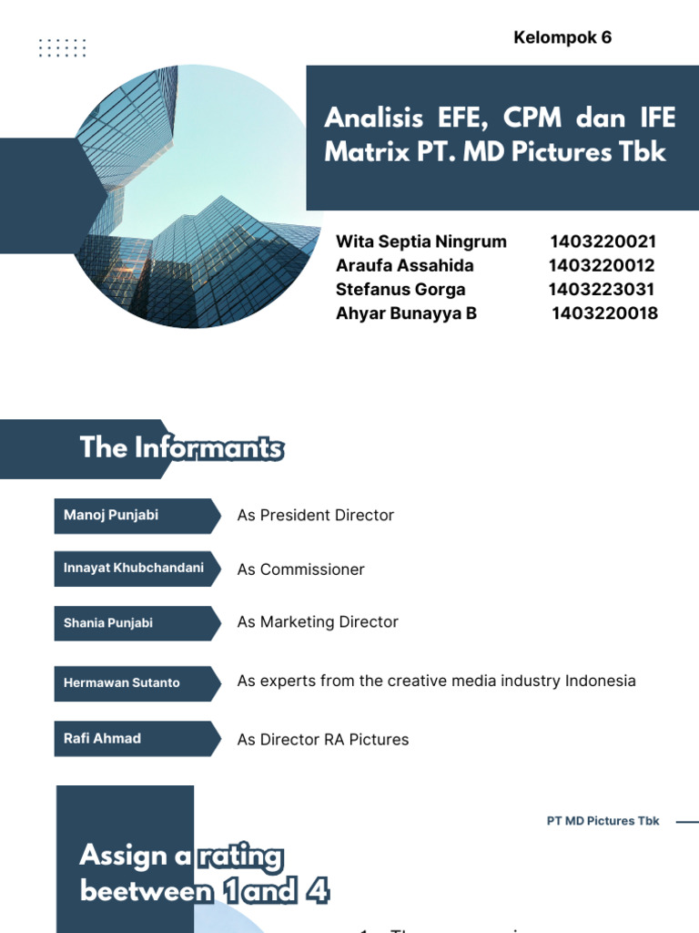 Analisis IFE, EFE, CPM Matrix - Kelompok 6 | PDF