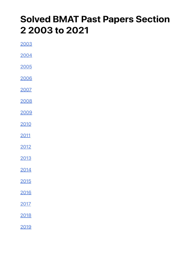 Solved BMAT Past Papers Section 2 2003 To 2021 - Sami Qamar | PDF