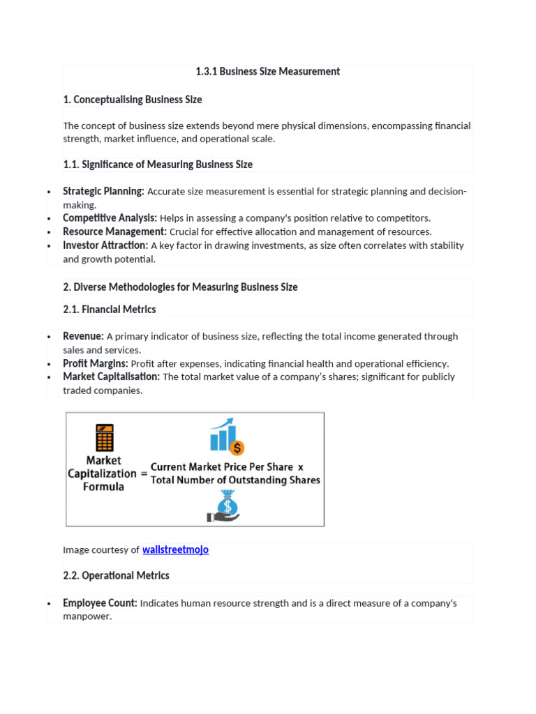 Measuring Business Size: Key Metrics | PDF | Performance Indicator ...