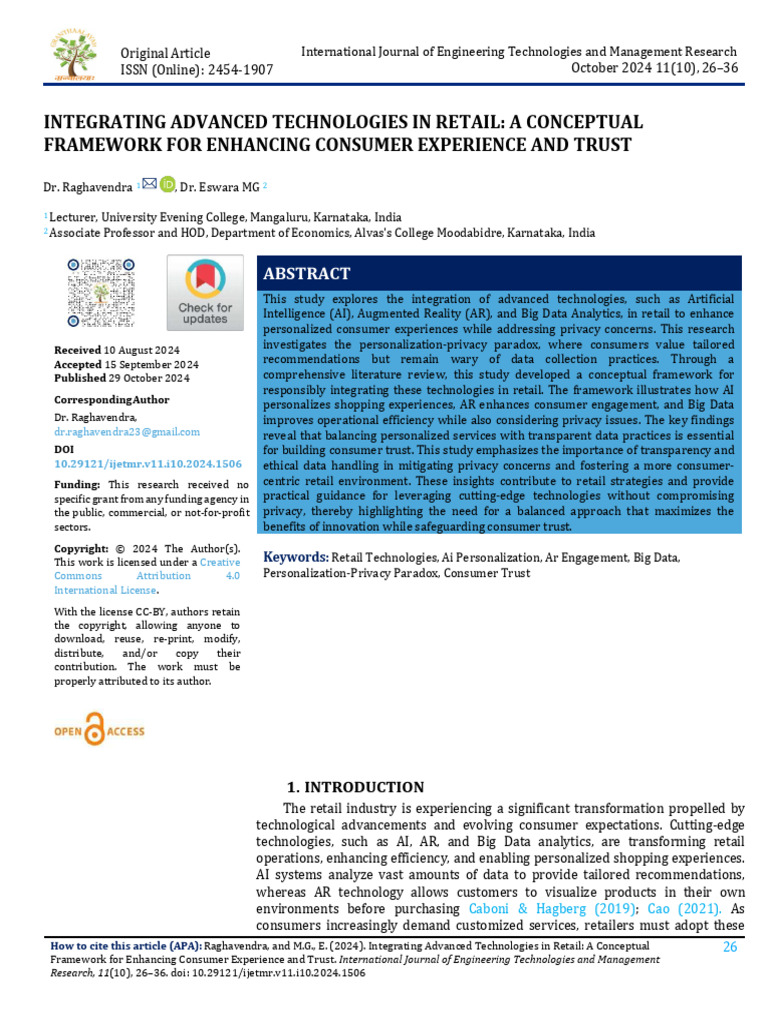 Integrating Advanced Technologies in Ret | PDF | Privacy | Artificial ...