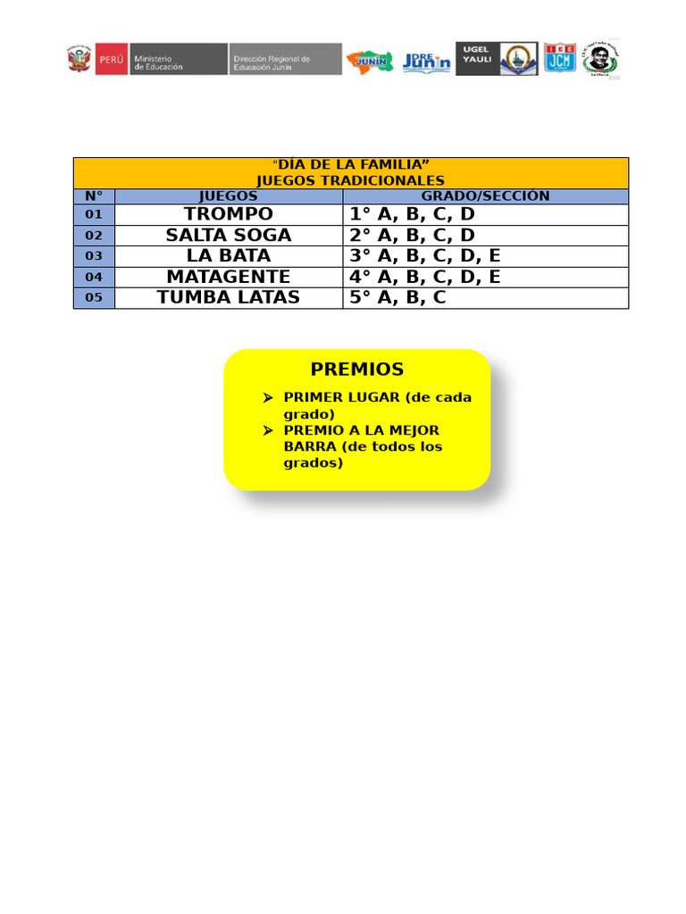 Día de La Familia Tipos de Juegos para Flayer | PDF