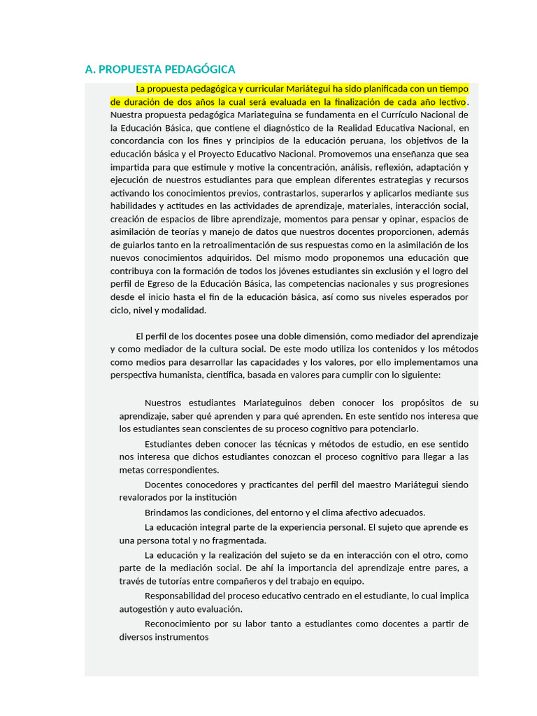 PROPUESTA PEDAGÓGICA Jocama ANTERIOR | PDF | Enseñando | Aprendizaje