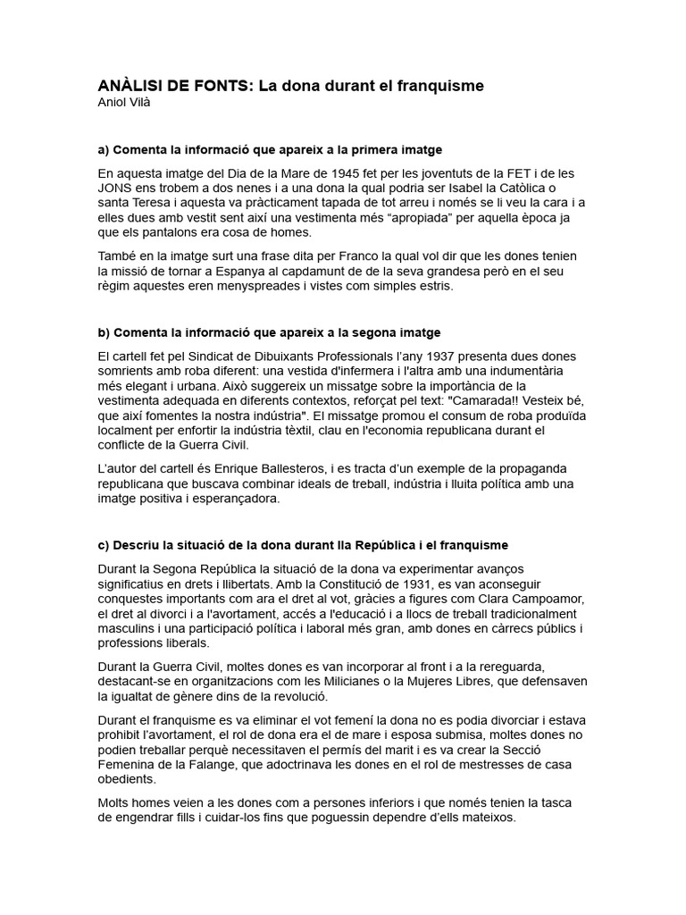Anàlisi de Fonts de Les Dones | PDF