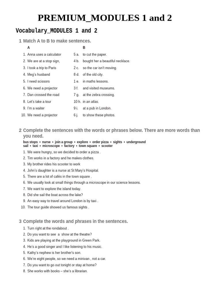 VOCABULARY - MODULES 1 and 2 - 2ND ESO | PDF