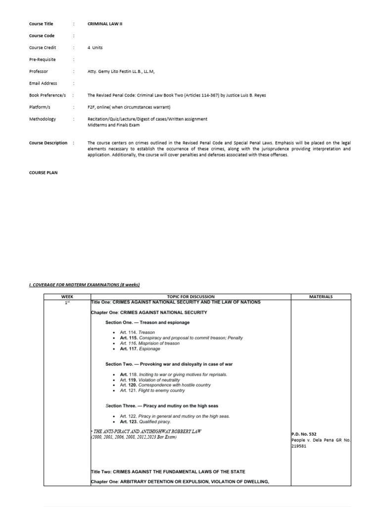 Criminal Law Ii-Dean Festin | PDF | Forgery | Perjury