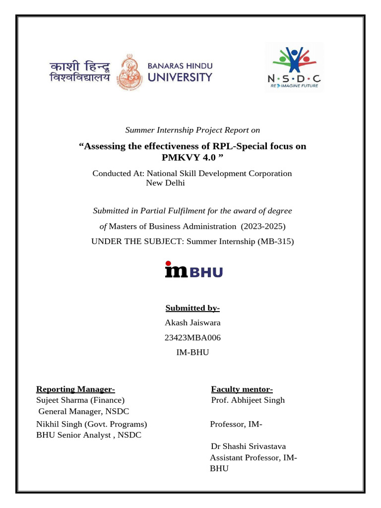 Akash Jais Report Final Word | PDF | Learning | Vocational Education