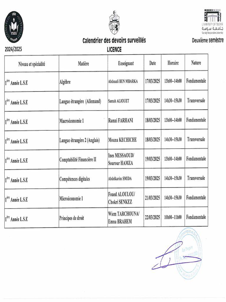 Calendrier DS2 - 2024-2025 | PDF