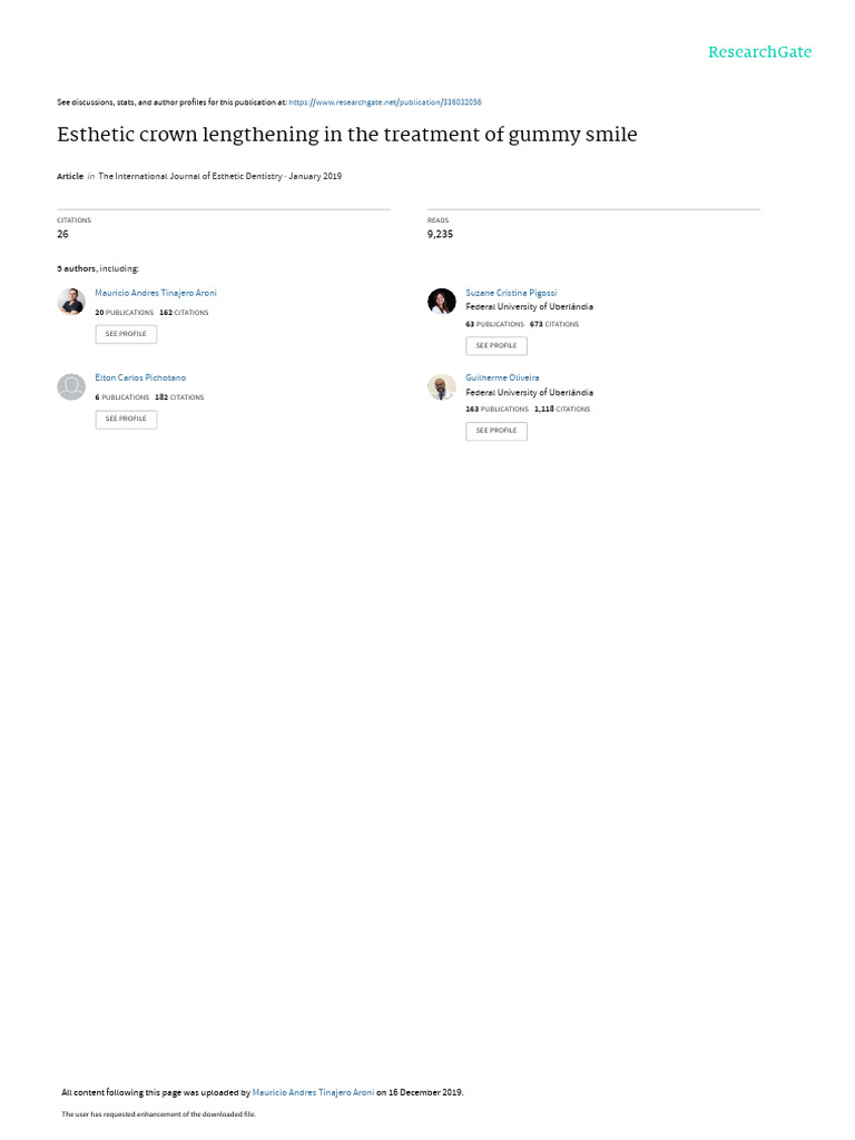 Esthetic Crown Lengthening in The Treatment of Gummy Smile | PDF ...