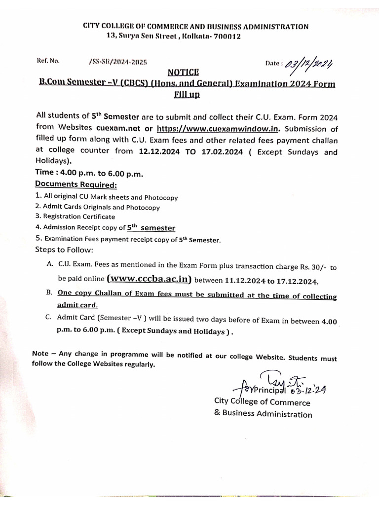 3636 - 031224075744 - Semester V C.U. Exam Form Fill-Up 2024 | PDF
