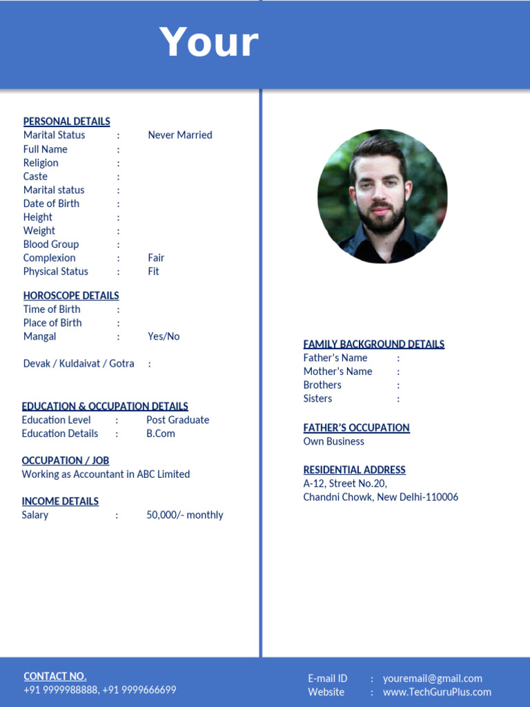 3 Marriage Biodata Format Word | PDF
