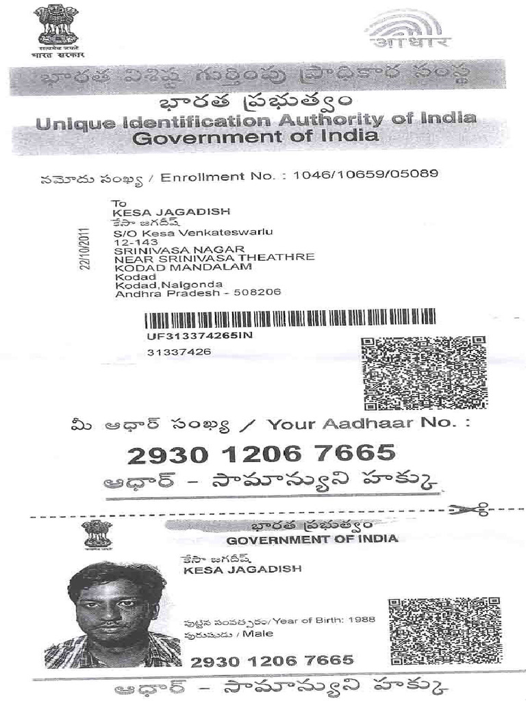 Applicant AAdar Card | PDF