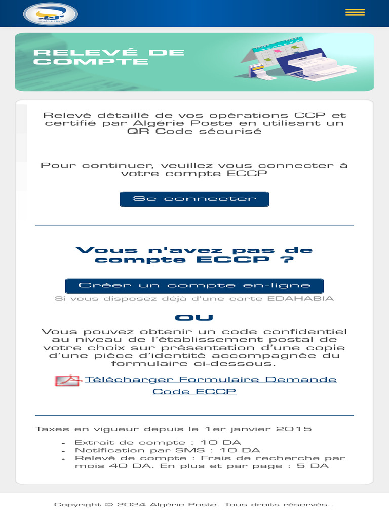 Relevé de Compte ECCP - Algérie Poste | PDF
