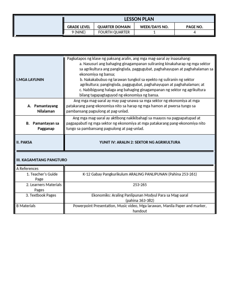 JHS Lesson Plan | PDF