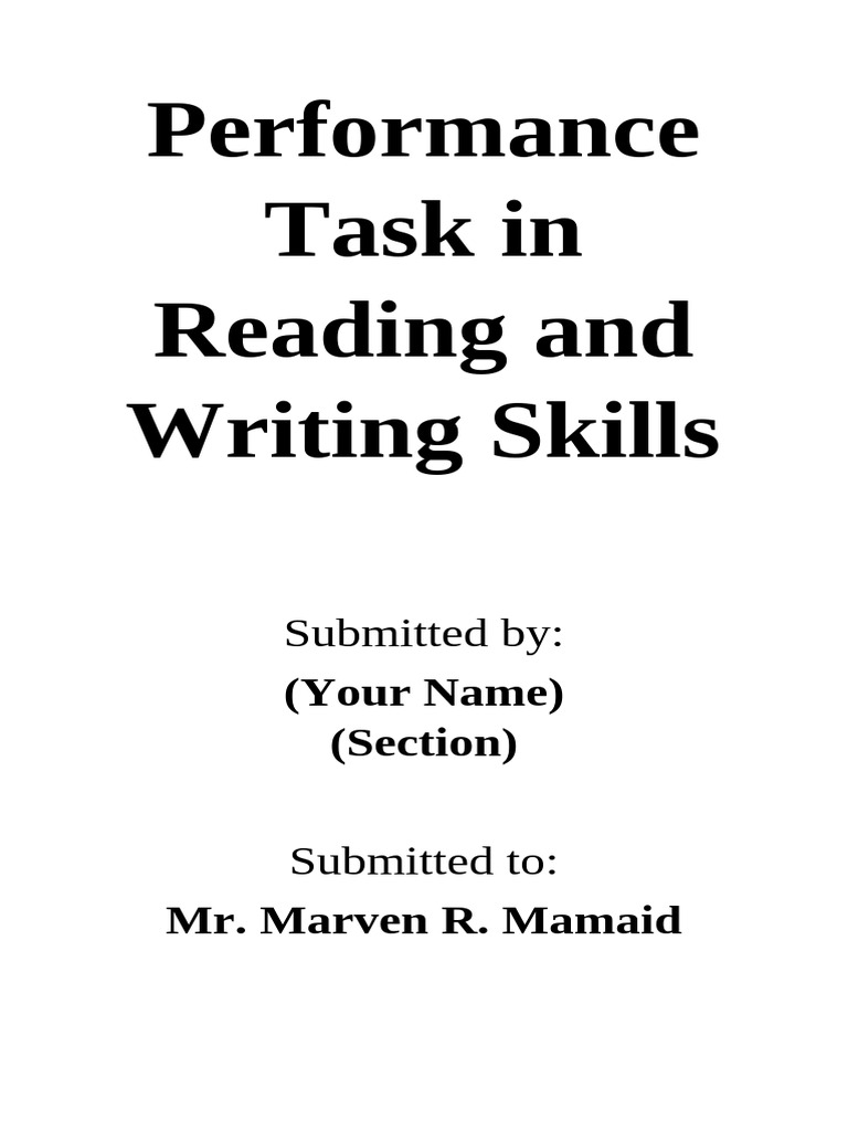 Performance Task in Reading and Writing Skills (1) | PDF