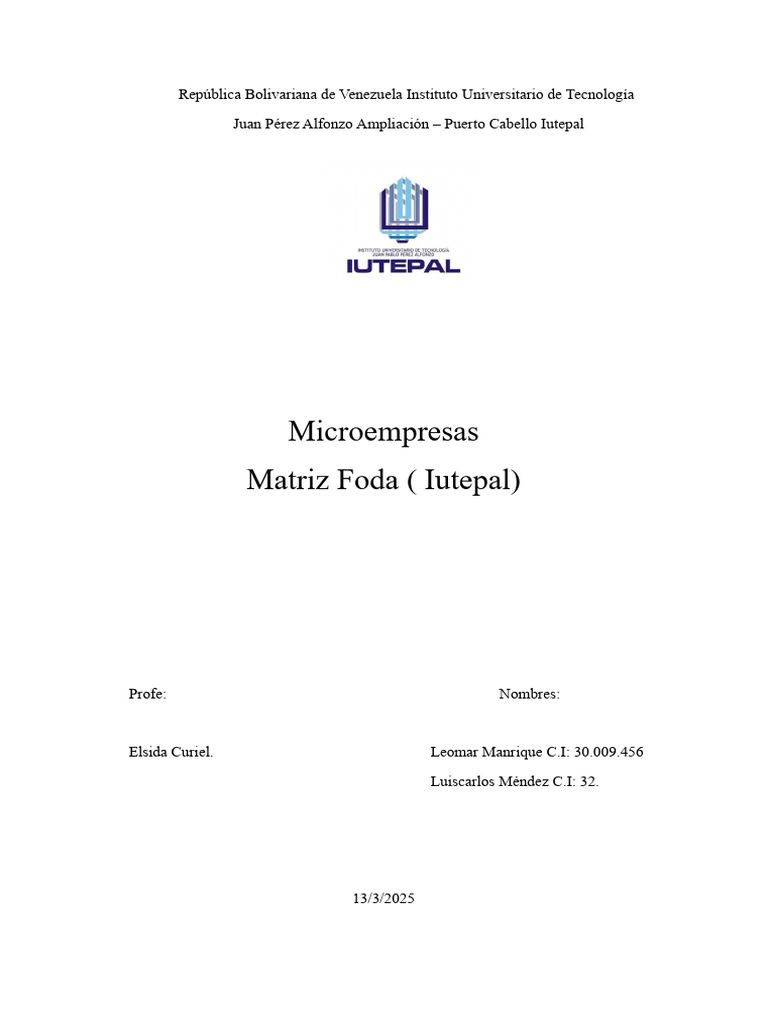 Matriz Foda Iutepal | PDF | Mercado (economía) | Sustentabilidad