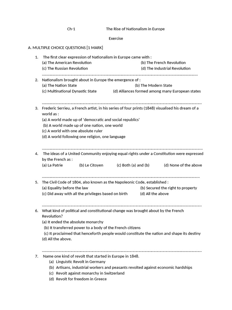 Worksheet - The Rise of Nationalism in Europe | PDF | Ideologies ...
